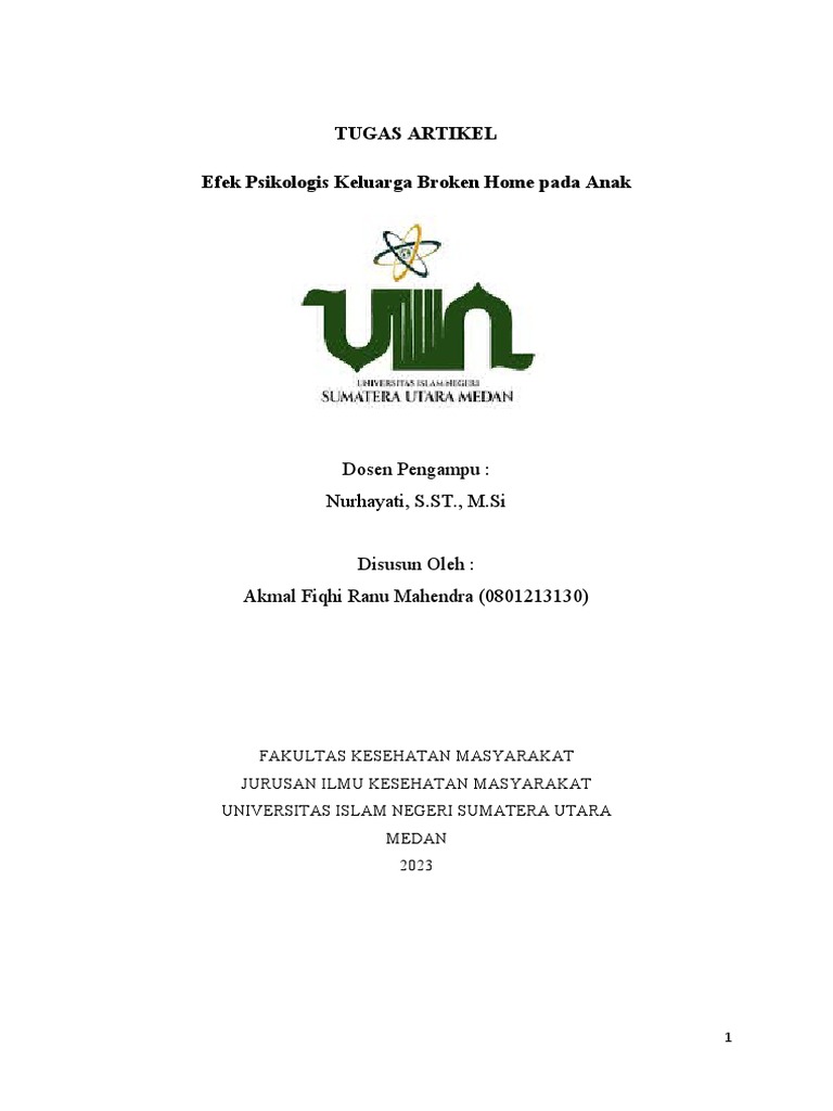 Dampak Psikologis Anak Broken Home | PDF