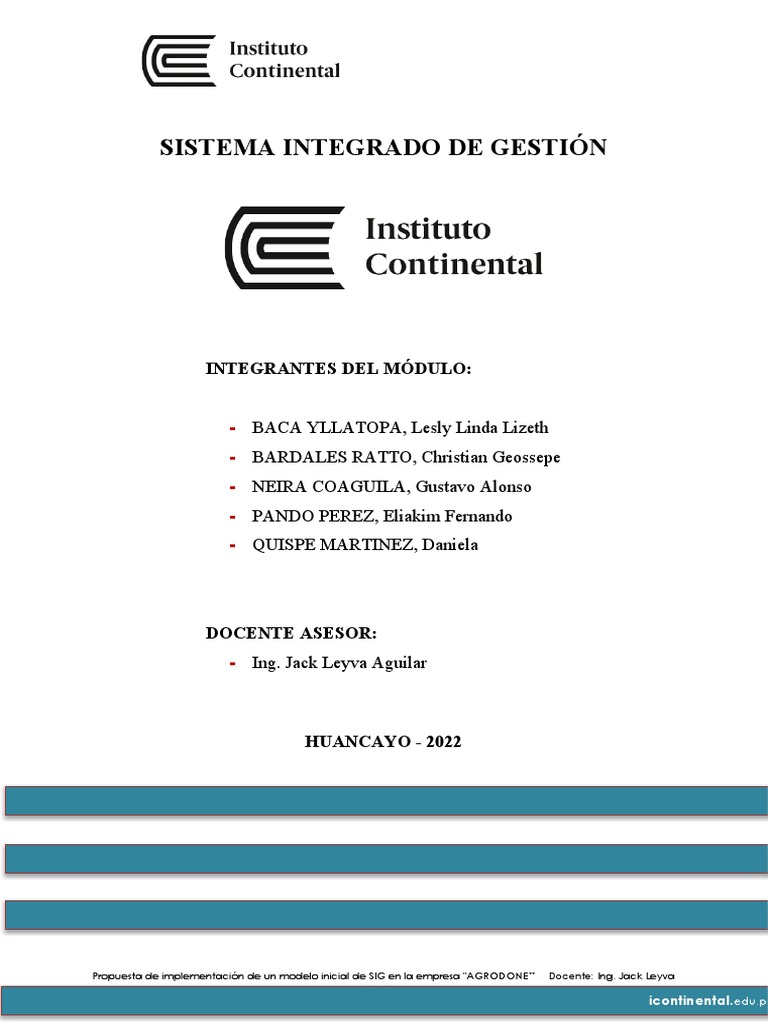 CPP1 Sistema Integrado de Gestion (Sig) Idl 1 | PDF | Análisis FODA | Agricultura