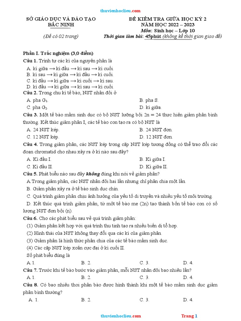 De Kt Giua Hk2 Sinh 10 Bac Ninh Nam 22 23 Co Dap An Pdf