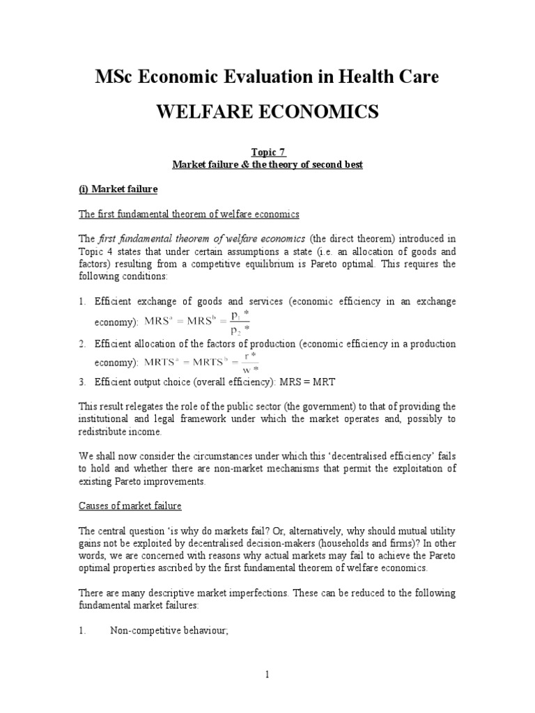 MSC Economic Evaluation in Health Care Welfare Economics | PDF ...