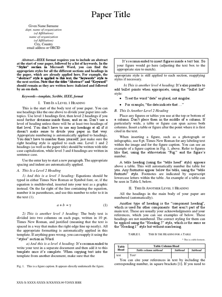 IEEE Paper Format Template | PDF | Note (Typography) | Times New Roman