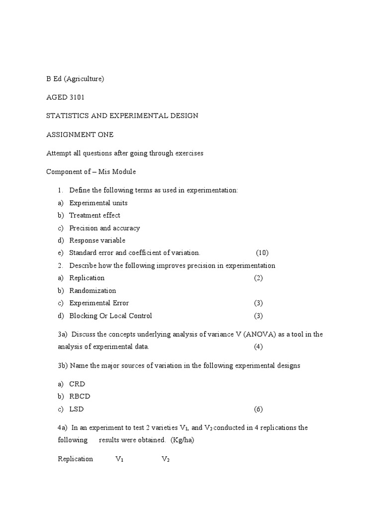 B Ed Assignment 1 and 2 | PDF | Analysis Of Variance | Experiment