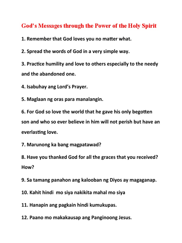 God's Messages Through The Power of The Holy Spirit | PDF | Theology ...