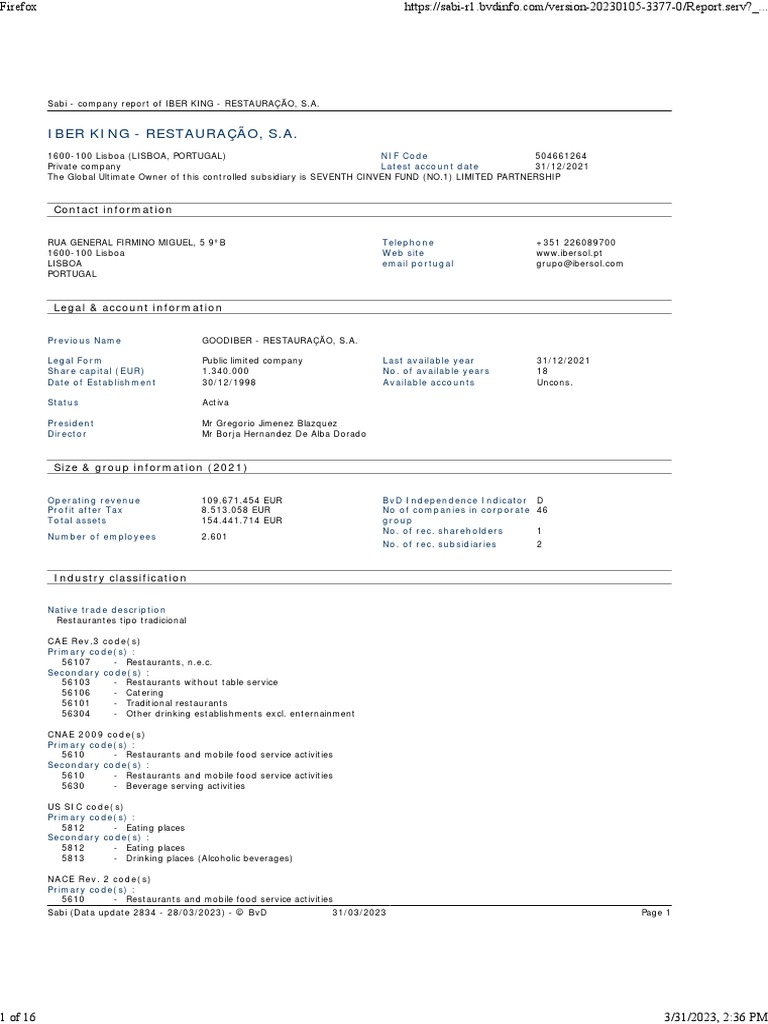 CONCORRENTES - Iber King 56107 | PDF | Revenue | Expense