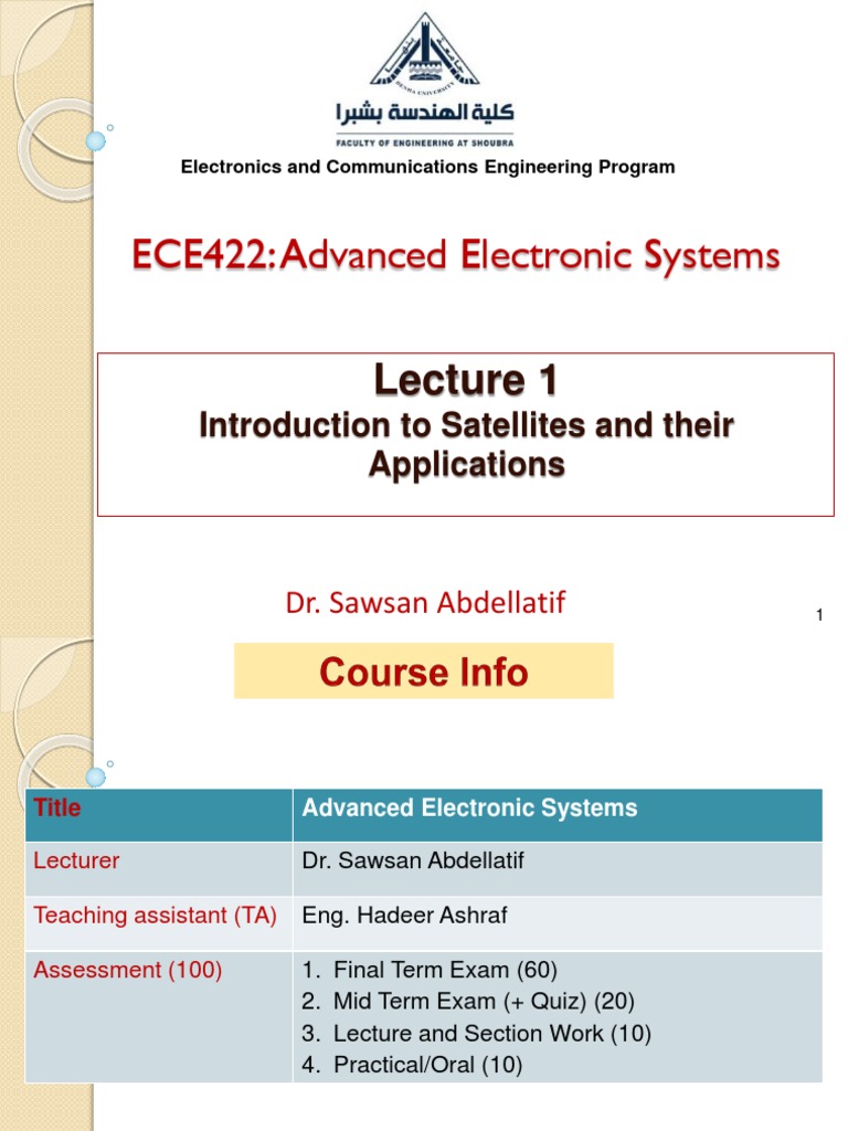 ECE422 AdvElecSyst Lec1 Intro | PDF | Satellite | Communications Satellite ECE422 AdvElecSyst Lec1 Intro | PDF | Satellite | Communications Satellite