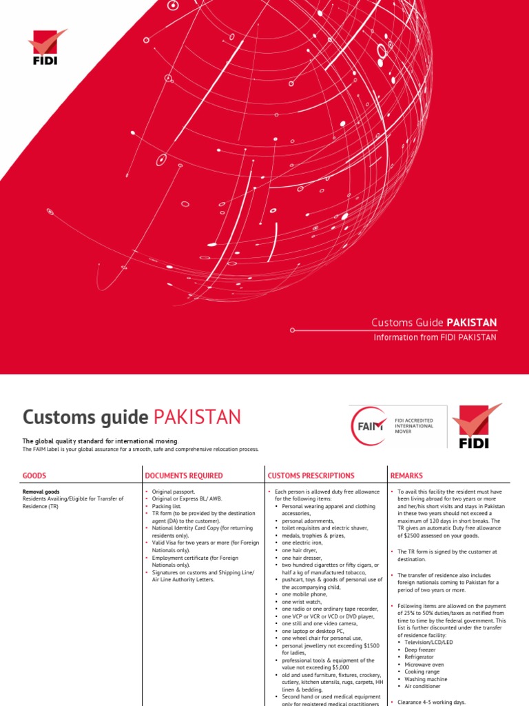 Pakistan Customs Guide for Expats | PDF | Customs | Taxes