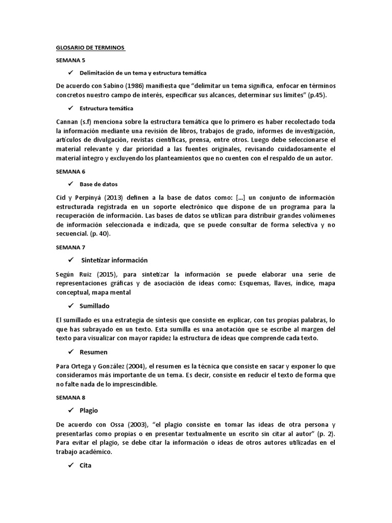 Glosario de Términos Académicos | PDF | Bases de datos | Estilo apa