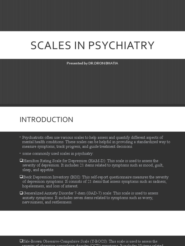 Key Scales Used in Psychiatry Assessment | PDF | Obsessive–Compulsive ...