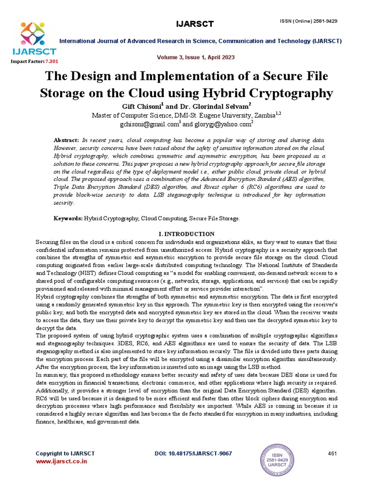 The Design and Implementation of A Secure File Storage On The Cloud ...