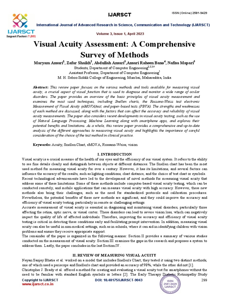 Visual Acuity Assessment: A Comprehensive Survey of Methods | PDF ...