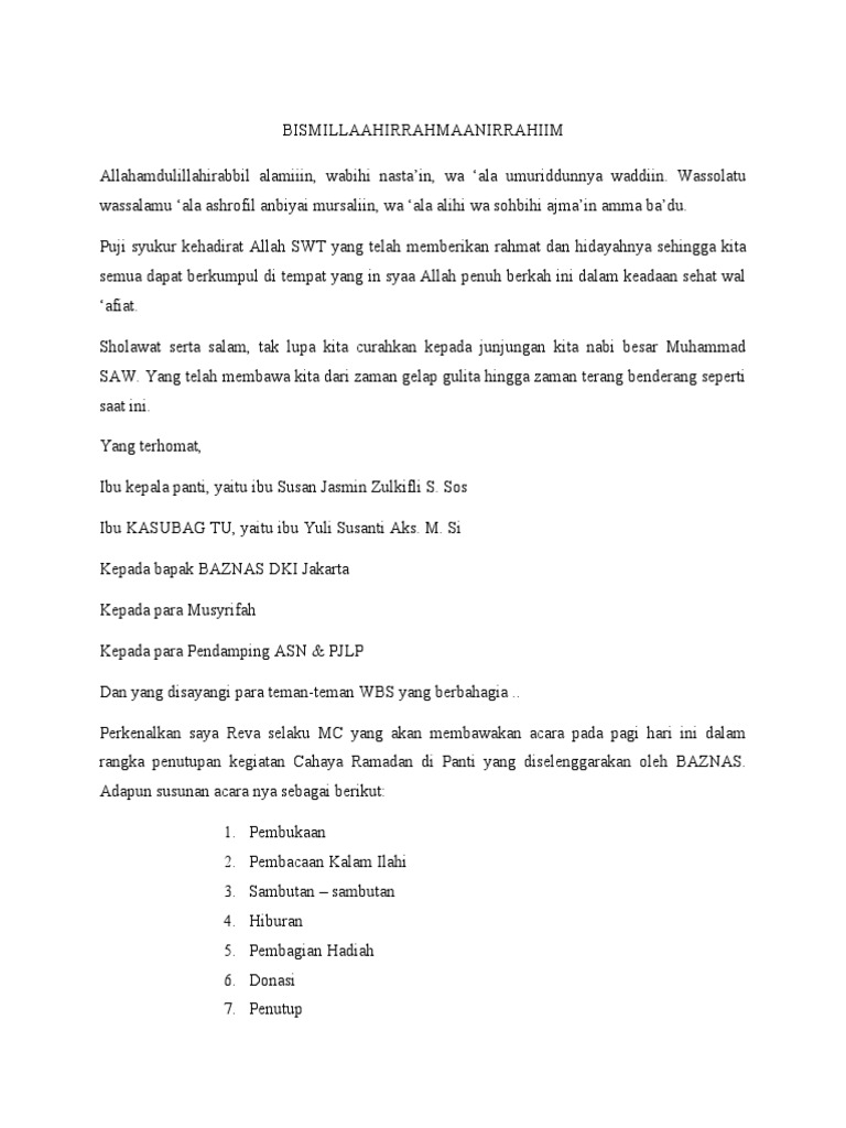 Skrip MC Penutupan | PDF