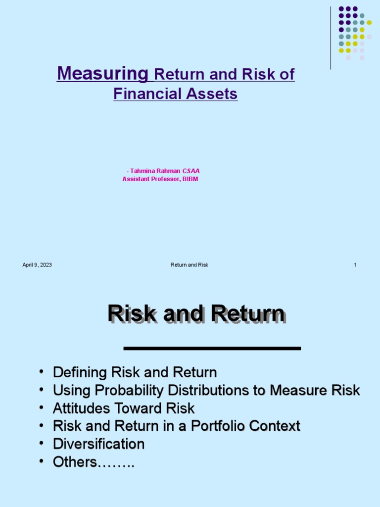 Finance Risk & Return Analysis | PDF | Modern Portfolio Theory | Financial Risk