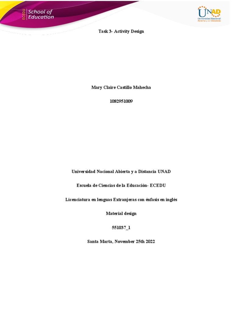 Task 3 - Activity Design | Download Free PDF | Second Language | Learning