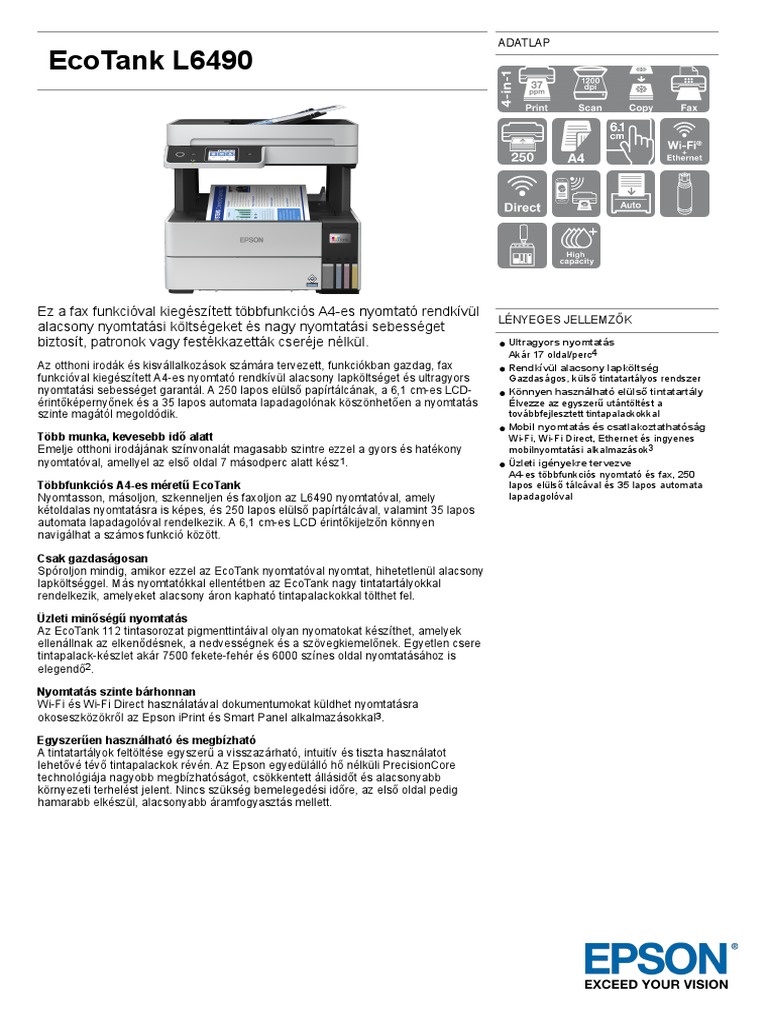 Ecotank l6490 Datasheet | PDF