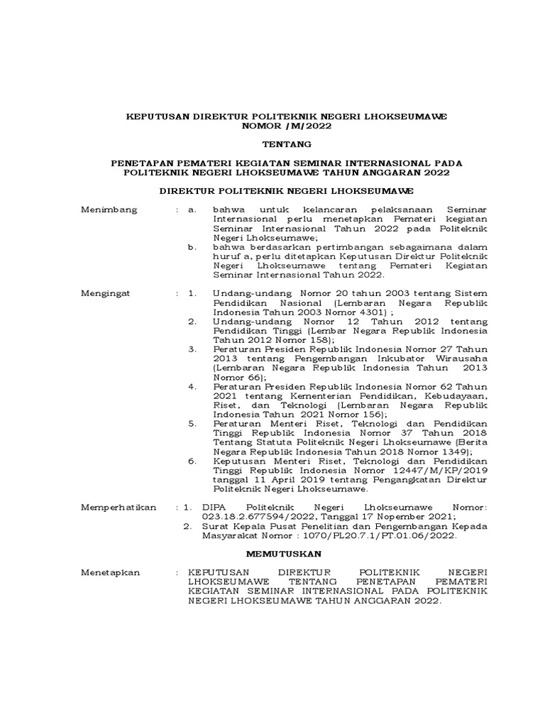 SK Pemateri Seminar Internasional | PDF