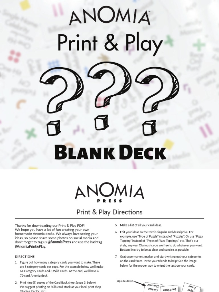 Anomia Print & Play - Blank Deck | PDF | License | Creative Commons