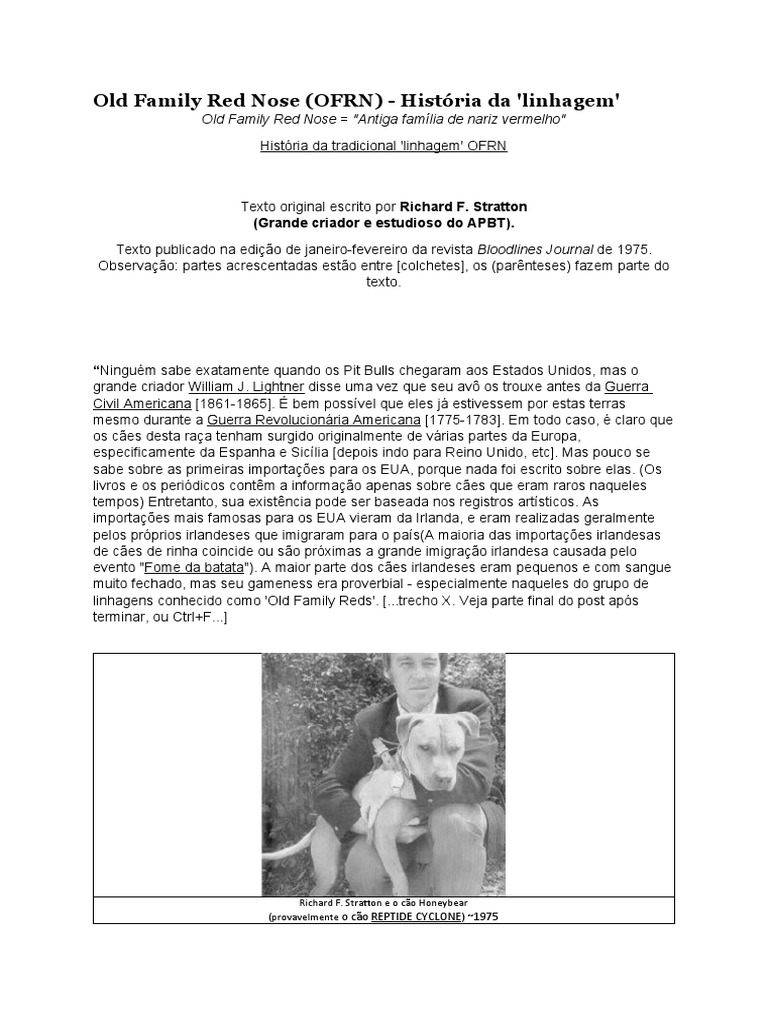 Old Family Red Nose (OFRN) - História Da 'Linhagem': (Grande Criador e ...