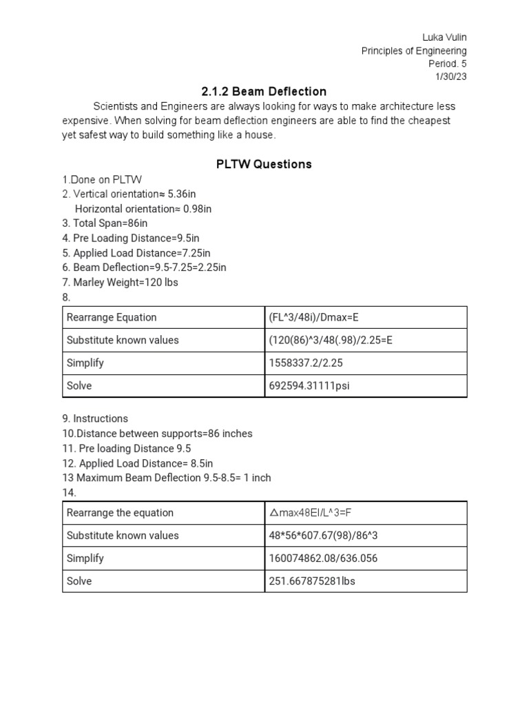 2.1.2 Beam Deflection | PDF | Beam (Structure) | Applied And ...