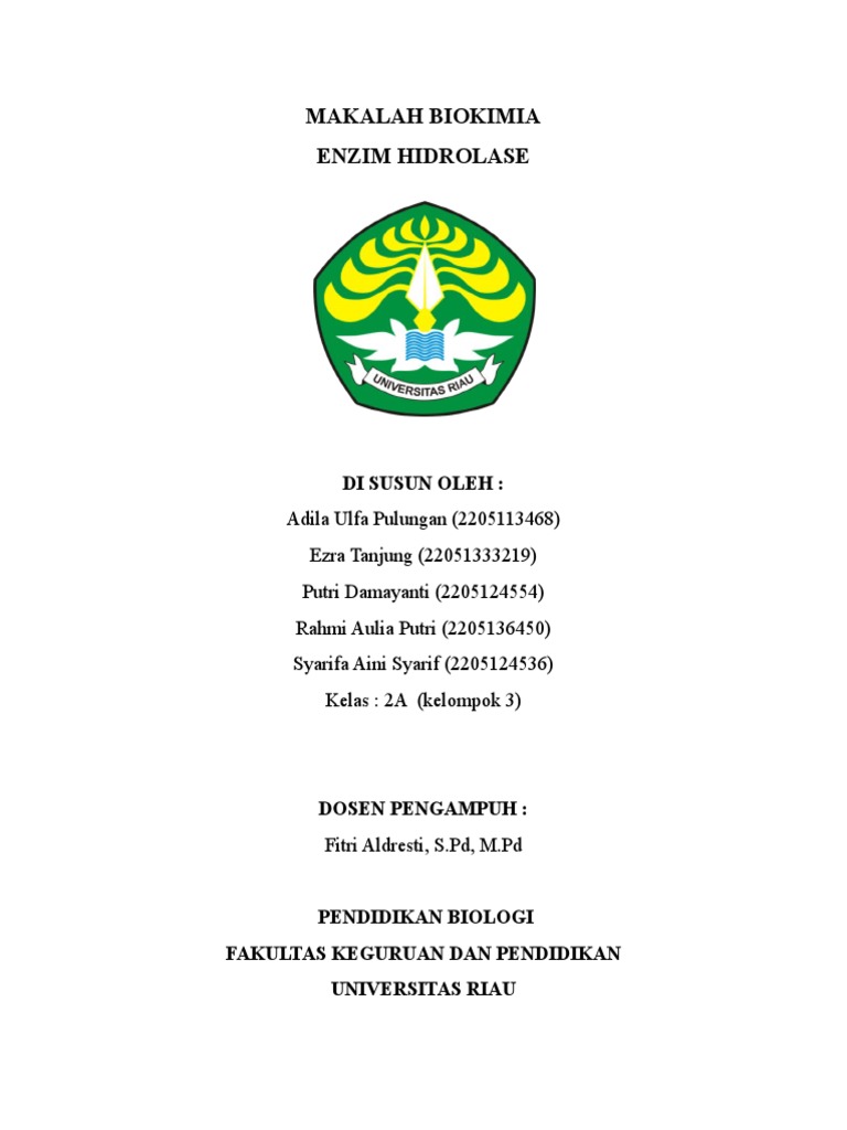 MAKALAH BIOKIMIA Enzim Hidrolase | PDF