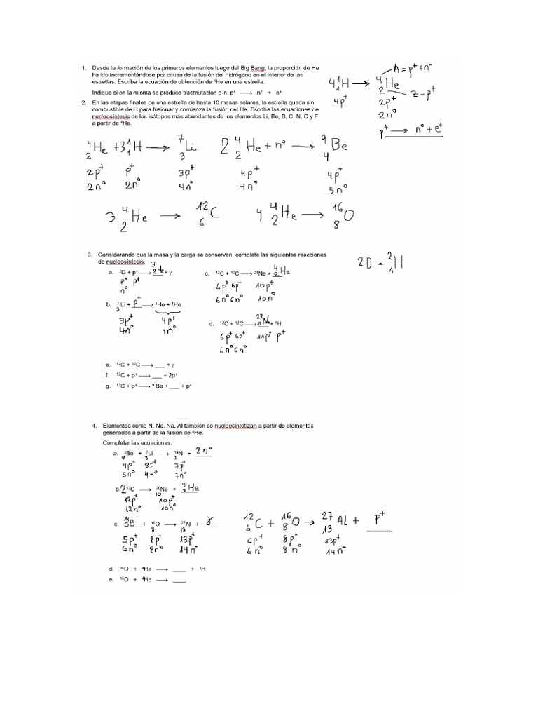 Nucleosintesis de Los Elementos. Ejercicios Resueltos | PDF