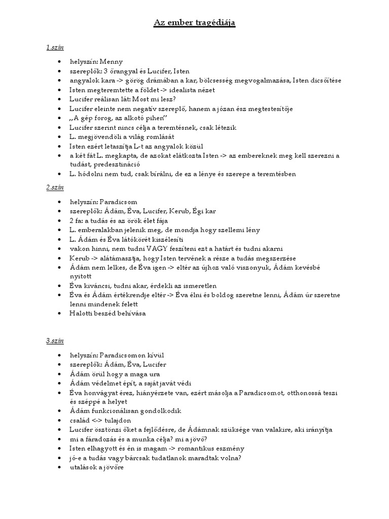 Az Ember Tragédiája Színenként | PDF