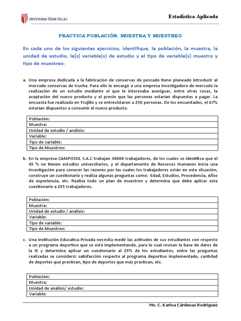 Muestreo y Tipos de Muestreo | PDF | Cuestionario | Muestreo (Estadísticas)