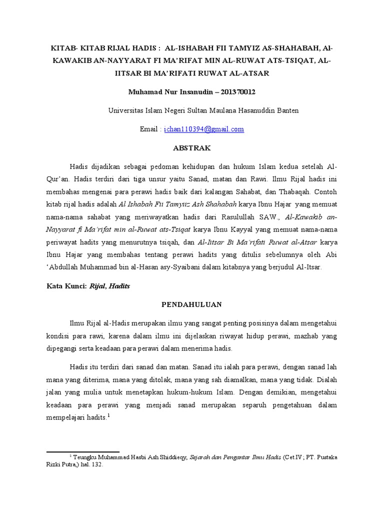 Contoh-Contoh Kitab Rijal Hadits | PDF