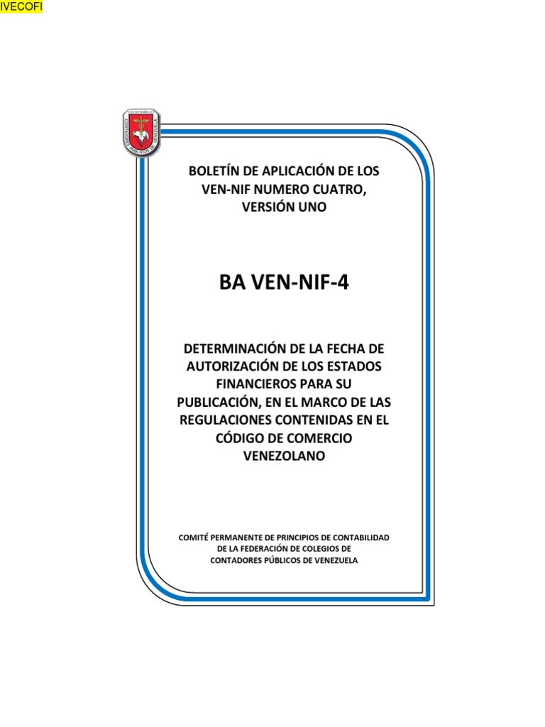 Ba Ven-Nif-4: Boletín de Aplicación de Los Ven-Nif Numero Cuatro ...