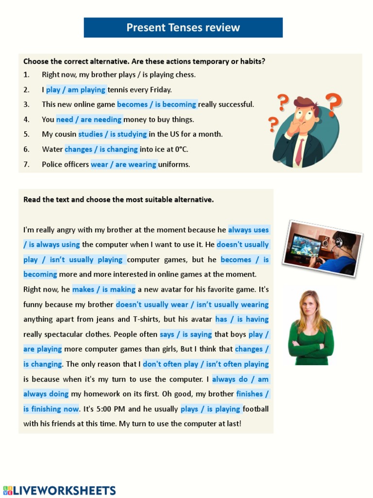 Present Tenses Review | PDF