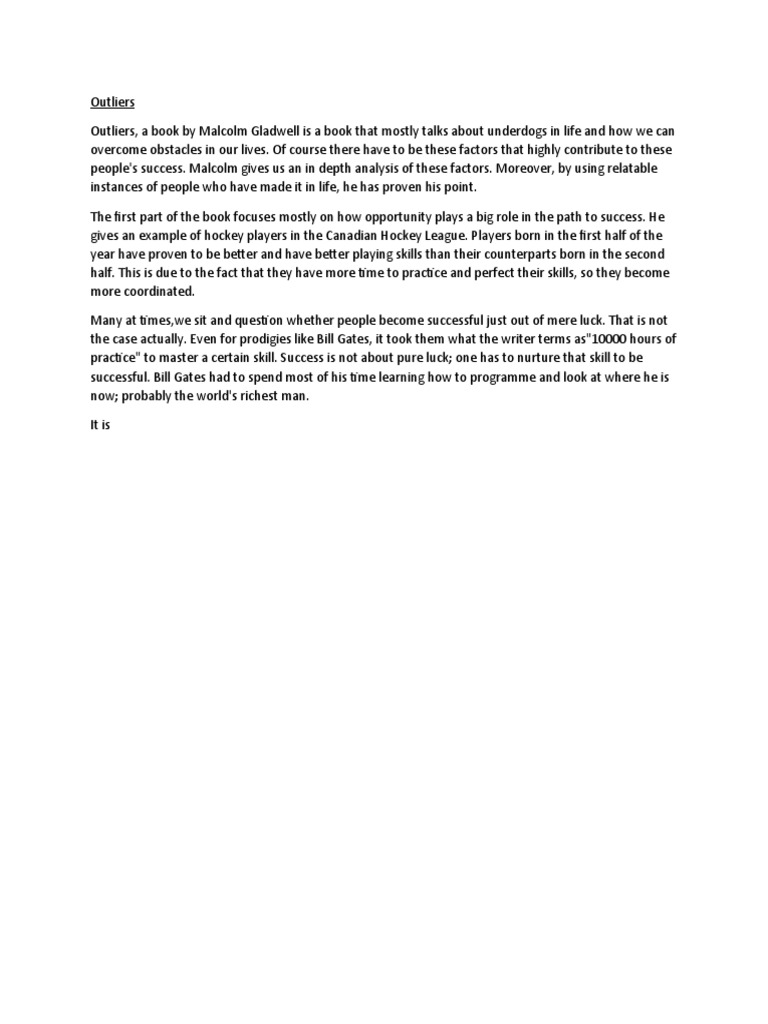 Success Factors in "Outliers" | PDF