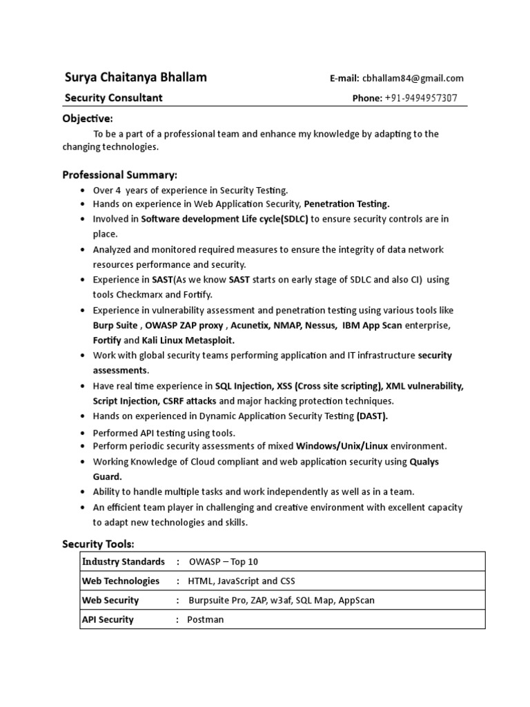 Surya CV | Download Free PDF | Security | Computer Security