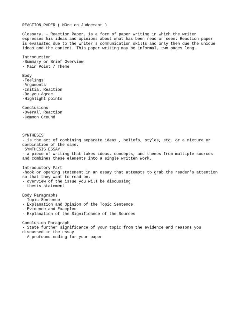 Reaction Paper & Synthesis Guide | PDF