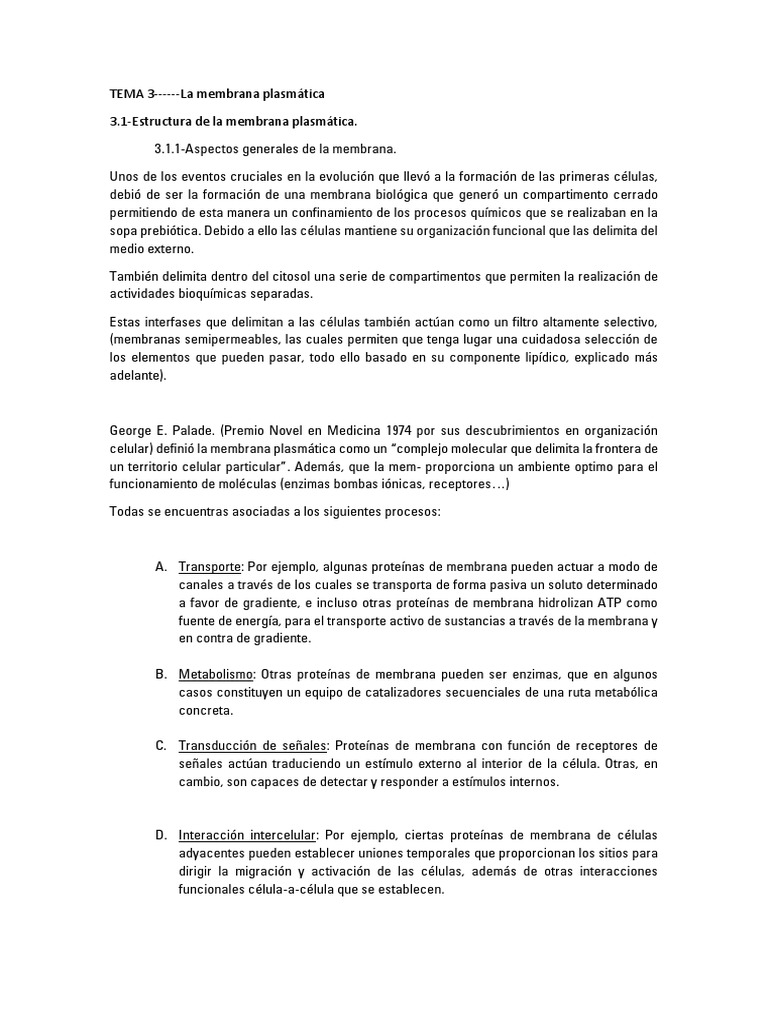 T3 Imprimir | PDF | Membrana celular | Biología Celular)