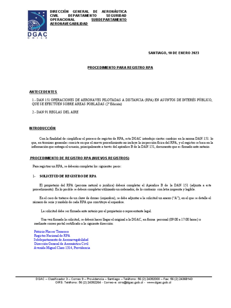 Procedimiento de Registro RPA en Bolivia | PDF | Transporte | Aviación