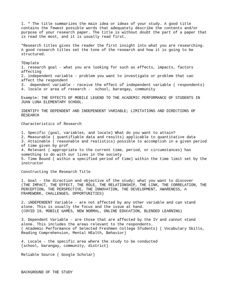 Research Guide | PDF | Goal | Reading Comprehension