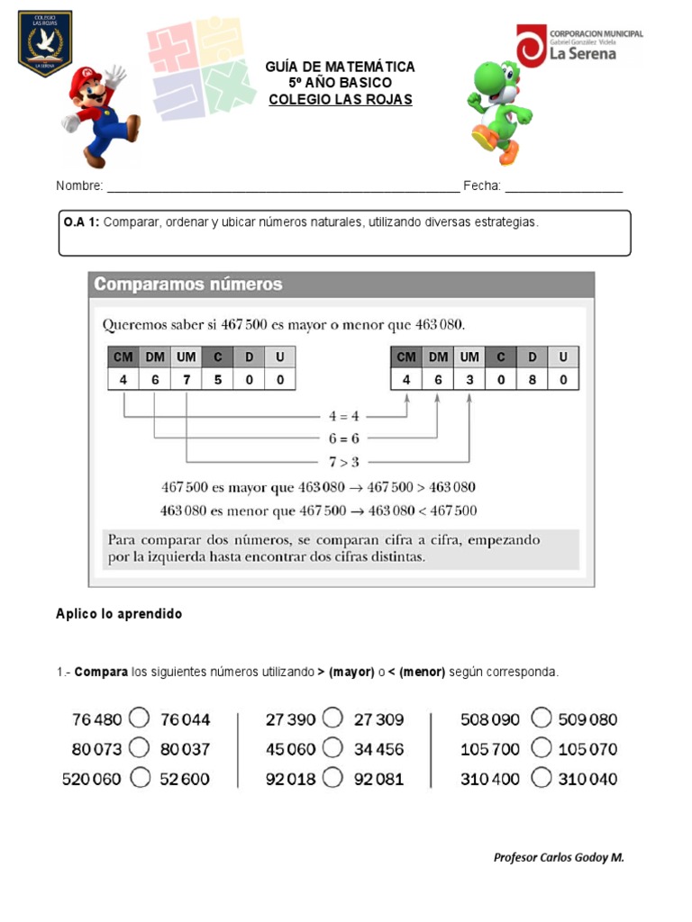 Guía 5° Orden y Comparación de Números | PDF