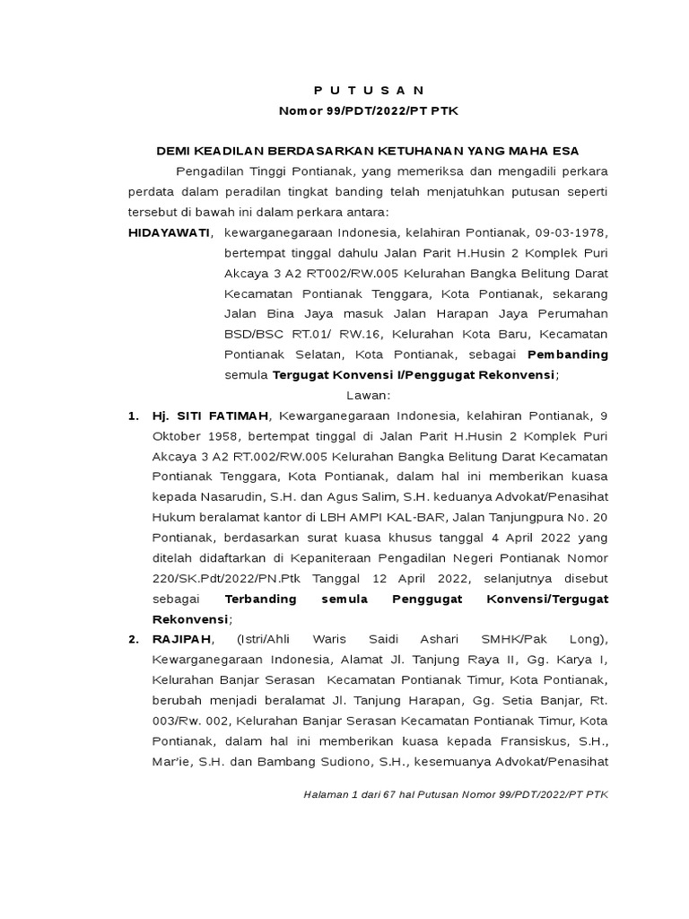 Salinan Putusan 99 PDT 2022 PT PTK | PDF