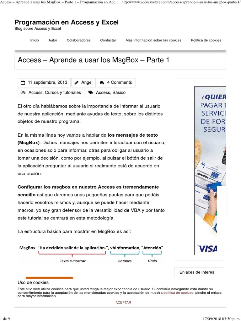 Access - Aprende A Usar Los MsgBox - Parte 1 - Programación en Access y Excel | PDF | Cookie ...
