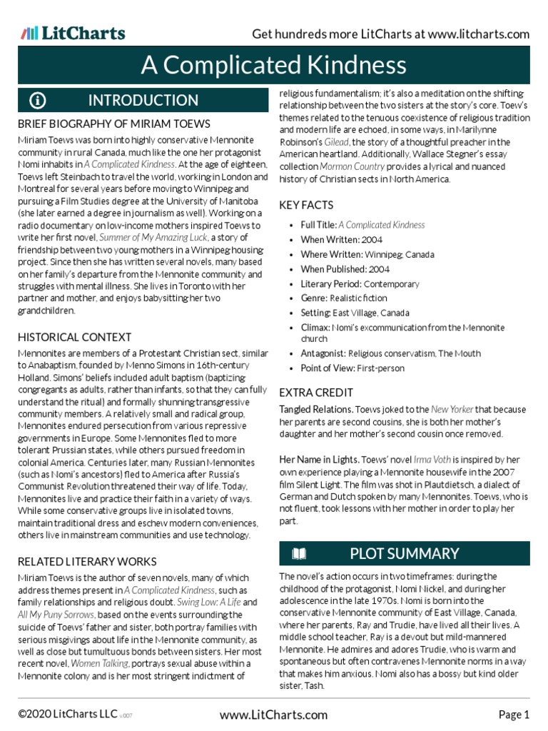 A Complicated Kindness: Intr Oduction | PDF