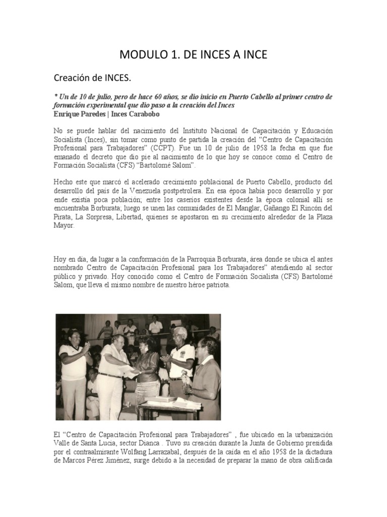 Modulo 1. de Inces A Ince | PDF | Venezuela