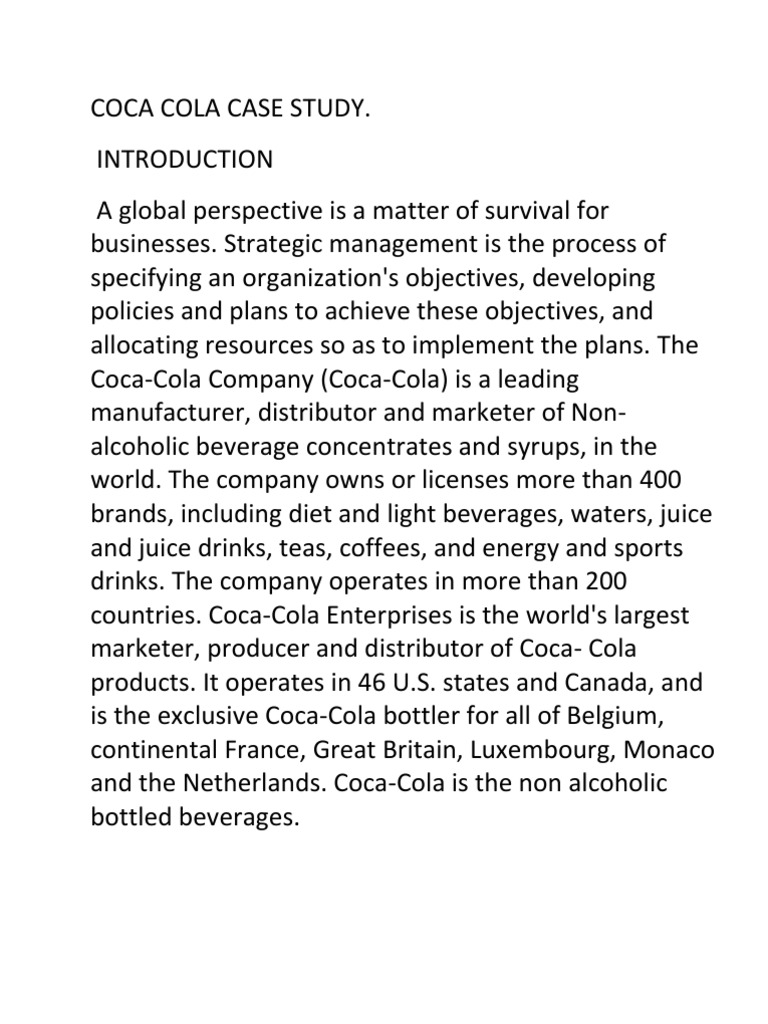 Coca Cola Case Study | Download Free PDF | Coca Cola | Pepsi
