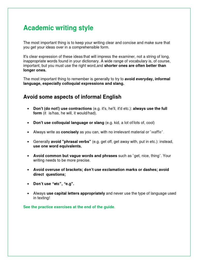 Academic Style - Practice | PDF | Evidence | Essays