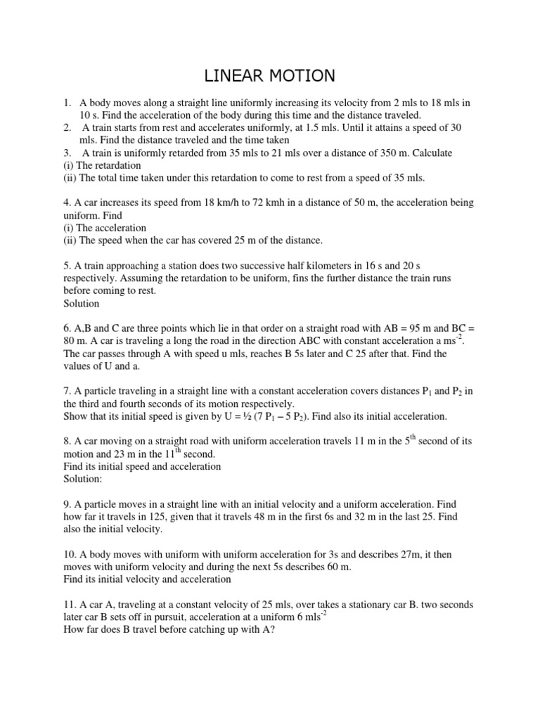 Linear Motion | PDF | Acceleration | Speed
