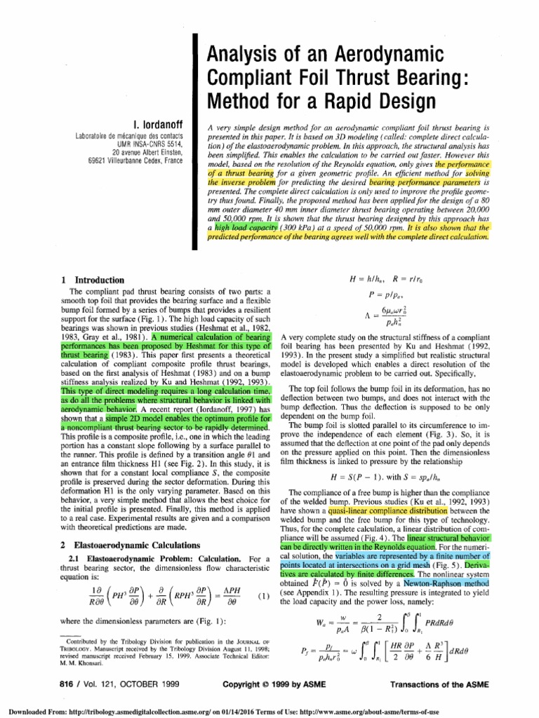 Analysis Of Lubrication 1 Descargar Gratis Pdf Bearing Mechanical