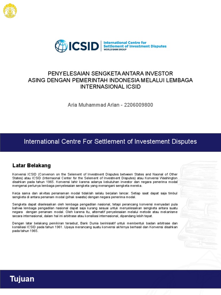 Penyelesaian Sengketa ICSID Indonesia | PDF