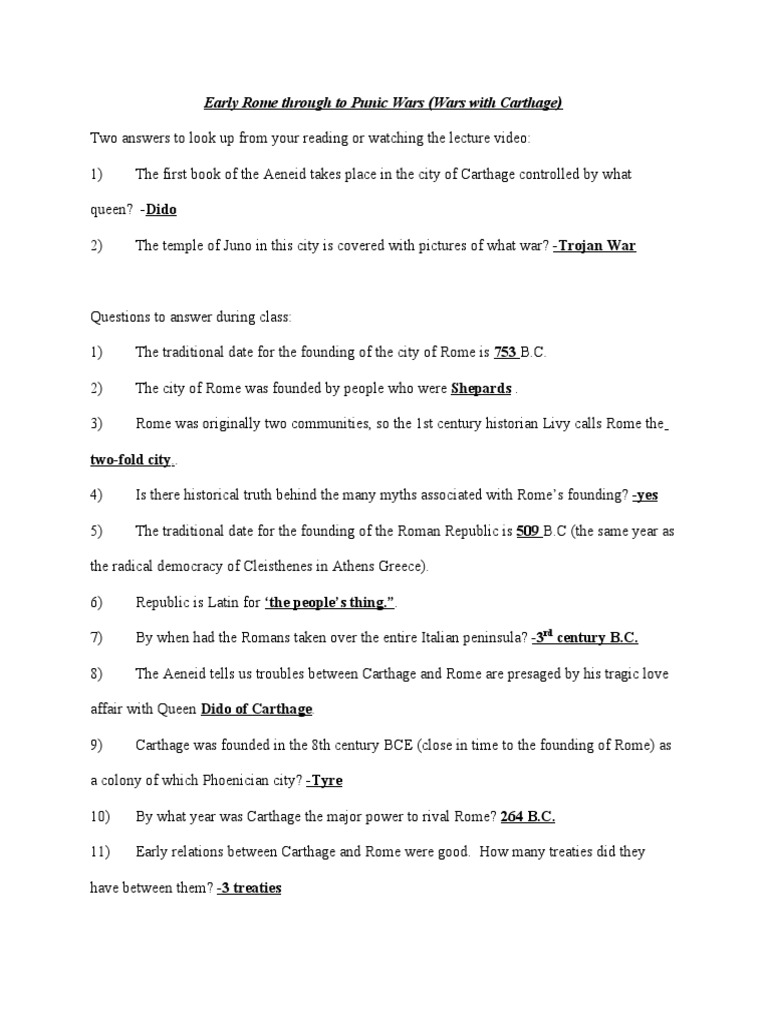 Mythology 12.1. Stdy Guide Early Rome | PDF | Carthage | Punic Wars
