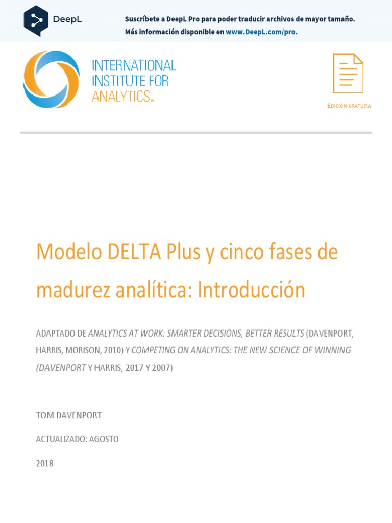 Modelo DELTA Plus y Cinco Fases de Madurez Analítica: Introducción ...