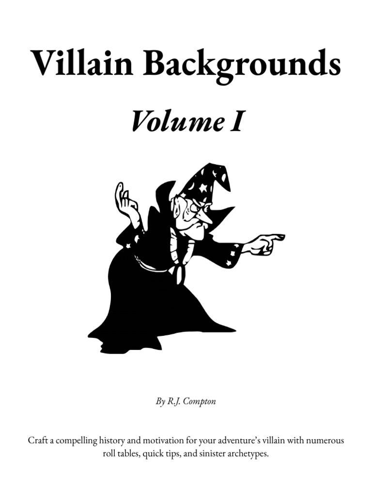 Villain Backgrounds Volume I | PDF | Role Playing Games