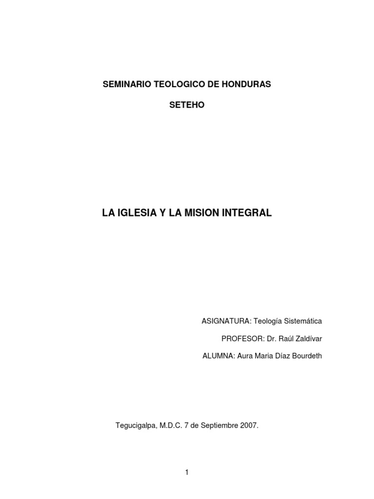 Misión Integral de la Iglesia Evangélica | PDF | Jesús | Iglesia Católica