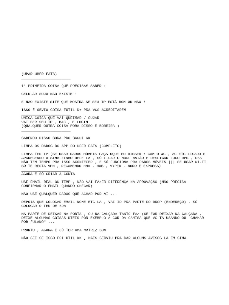 Esquema Uber Eats 2023 | PDF